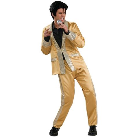 Elvis Gold Satin Suit Deluxe Adult Costume Halloween Costume Ideas 2024