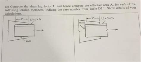 Solved C Compute The Shear Lag Factor U And Hence Compute