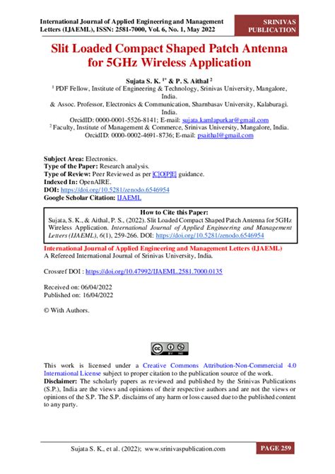 Pdf Slit Loaded Compact Shaped Patch Antenna For 5ghz Wireless Application