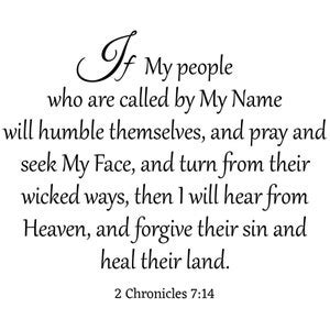 If My People Who Are Called By My Name 2 Chronicles 7 14 Wall Decal