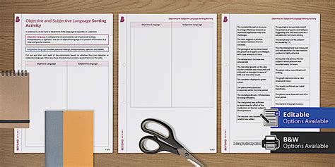 Objective And Subjective Language Sorting Activity