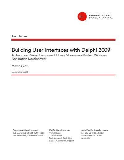 Building User Interfaces With Delphi 2009 Embarcadero