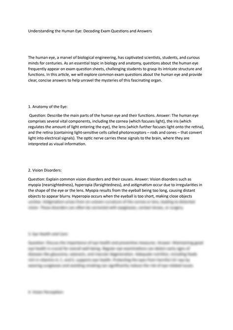 Solution Understanding The Human Eye Decoding Exam Questions And