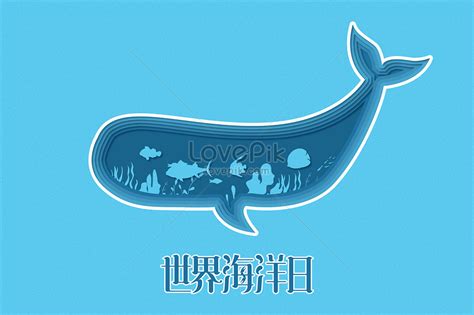 藍色拼接鯨魚世界海洋日背景圖案素材桌布圖片免費下載 zh lovepik