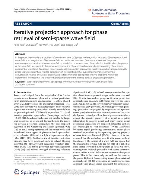Pdf Iterative Projection Approach For Phase Retrieval Of Semi Sparse