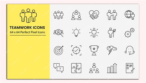Premium Vector Teamwork Line Icons Vector Set