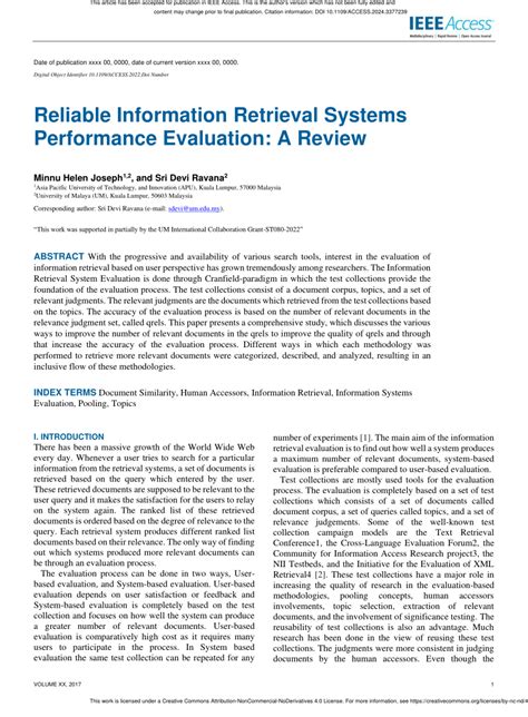 Pdf Reliable Information Retrieval Systems Performance Evaluation A