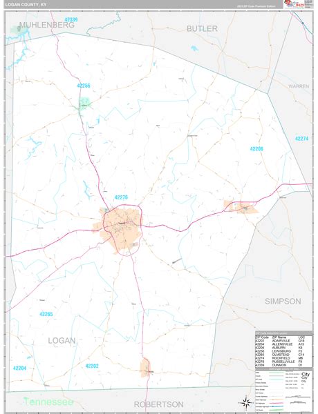 Logan County Ky Zip Code Map Premium