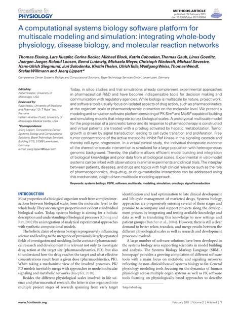 pdf a computational systems biology software platform for multiscale