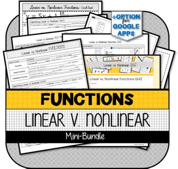Linear Vs Nonlinear Functions MINI BUNDLE By The Math Cafe TPT