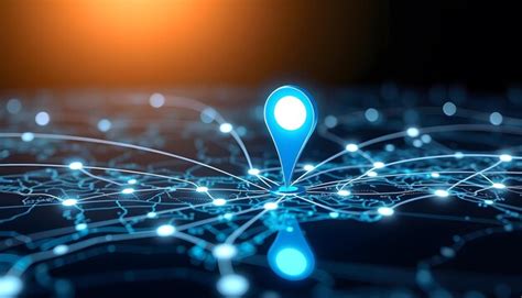 Glowing Location Pin On An Interactive Map With Multiple Route Wires Leading To Different