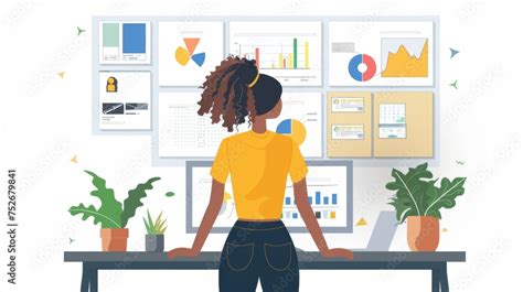 Back View Of A Data Analyst Surrounded By Multiple Screens Displaying