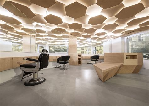 Joshua Florquin Adds Hexagonal Patterned Ceiling To Salon