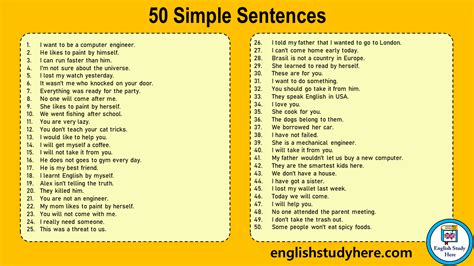 10 Example Of Simple Sentence English Study Here