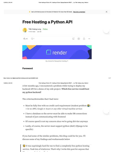 Free Hosting A Python Api Hosting A Python Django Backend Rest By Trần Hoàng Long Medium
