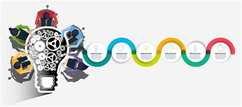 전구 요두어와 성공을위한 사업가와 레이디 브레인 스토밍 현대 아이디어 및 개념 일러스트 플랫 벡터 인포 그래픽 템플릿 단계