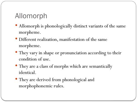 Morphophonemic Morphemes And Allomorphs Morphological Processes Pptx Pptx