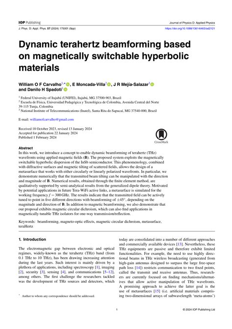 Dynamic Terahertz Beamforming Based On Magnetically Switchable Hyperbolic Materials Request Pdf