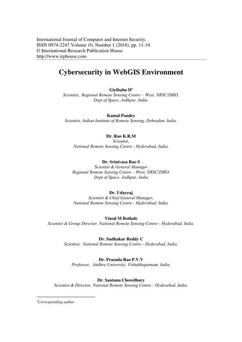 Pdf Cybersecurity In Webgis Environment
