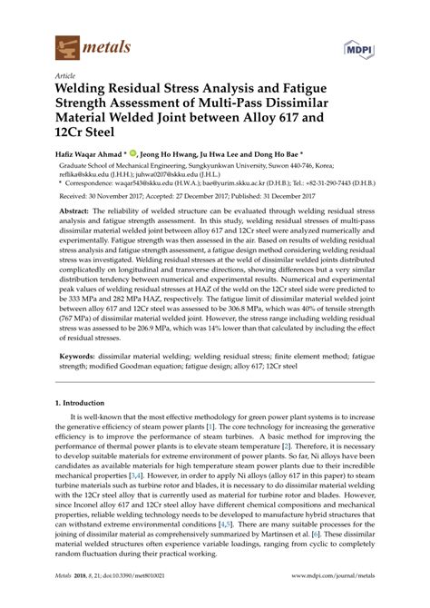 Pdf Metals Welding Residual Stress Analysis And Fatigue Strength Assessment Of Multi Pass