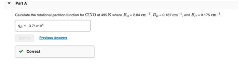 Solved Part A Calculate The Rotational Partition Function Chegg