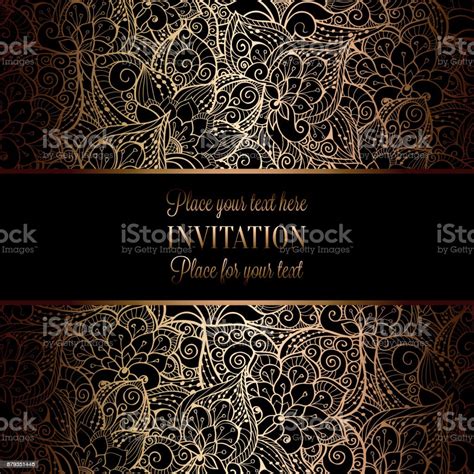 다 마스크 배경으로 빈티지 바로크 웨딩 초대장 템플릿입니다 전통 결혼식을 위한 장식입니다 검정과 금에서 벡터 일러스트 레이 션 0명에 대한 스톡 벡터 아트 및 기타 이미지