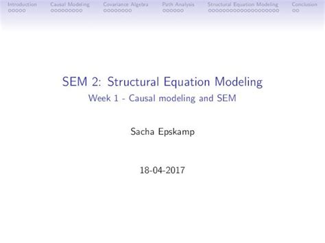 Pdf Sem 2 Structural Equation Modeling Sachaepskamp