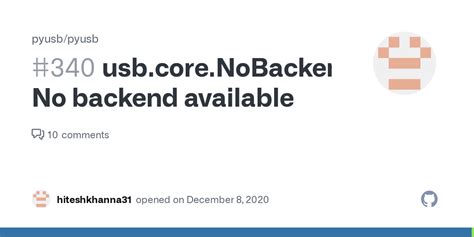Usb Core NoBackendError No Backend Available Issue 340 Pyusb Pyusb GitHub