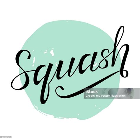 파란색 브러시 원 벡터 일러스트레이션이 있는 흰색 배경에 검은 색 글자 텍스트를 스쿼시합니다 스쿼시 서예 스포츠 피트니스 활동 벡터 디자인 로고 티셔츠 캡을 프린트하세요