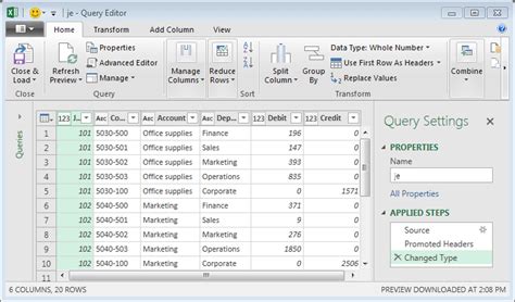 get and transform excel university