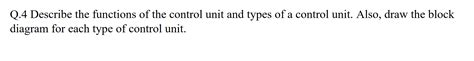 Solved Q Describe The Functions Of The Control Unit And Chegg