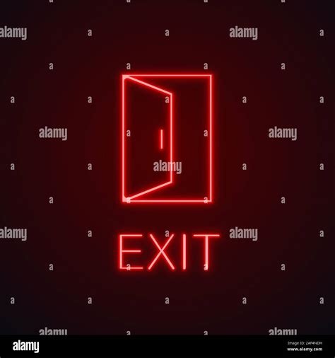 Open Door Neon Light Icon Building Exit Glowing Sign Doorway Vector Isolated Illustration