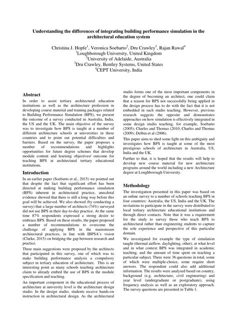 Pdf Understanding The Differences Of Integrating Building Performance