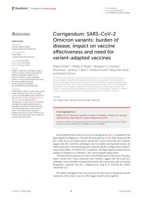 Pdf Corrigendum Sars Cov 2 Omicron Variants Burden Of Disease
