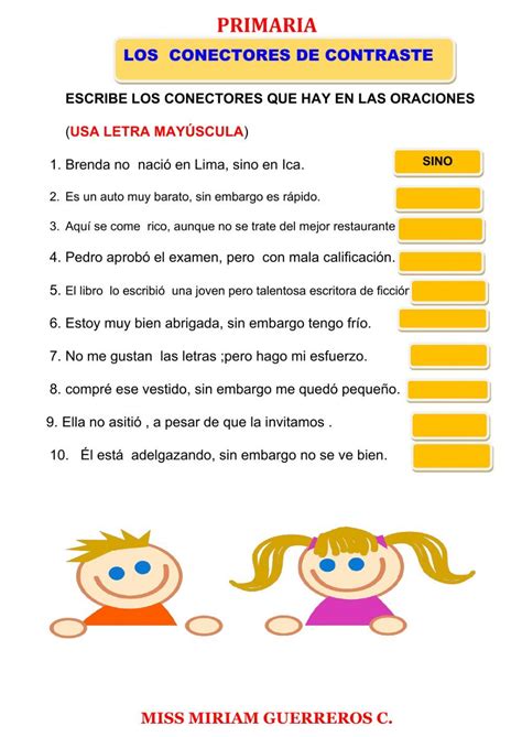 Los Conectores Online Worksheet Conectores Gramaticales Conectores