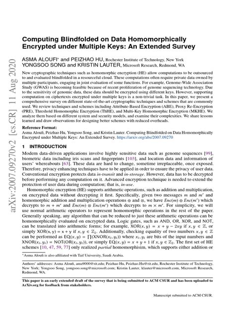 Computing Blindfolded On Data Homomorphically Encrypted Under Multiple Keys An Extended Survey