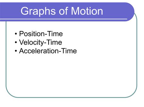 Graphs Of Motion Position Velocity Acceleration