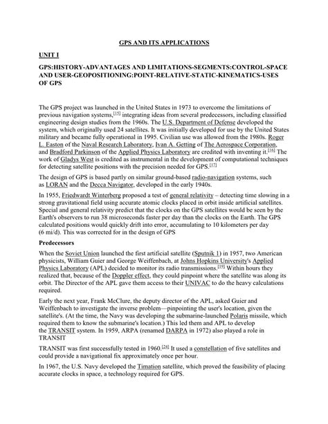 Gps And Its Applications Unit I Gpshistory Advantages And Limitations Segmentscontrol Space