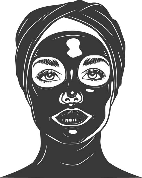 Woman Using Face Mask With Engraving Style Black Color Only 47085945 Vector Art At Vecteezy