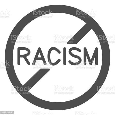 아니 인종 차별 기호 단단한 아이콘 개념 흰색 배경에 인종 차별 기호를 중지 모바일 개념과 웹 디자인을위한 글리프 스타일의 인종