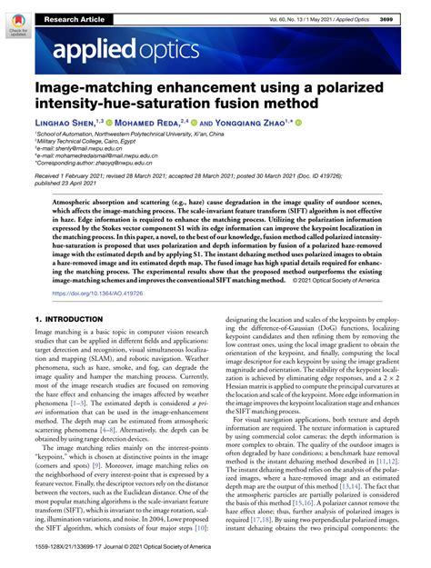 Image Matching Enhancement Using A Polarized Intensity Hue Saturation Fusion Method Request Pdf