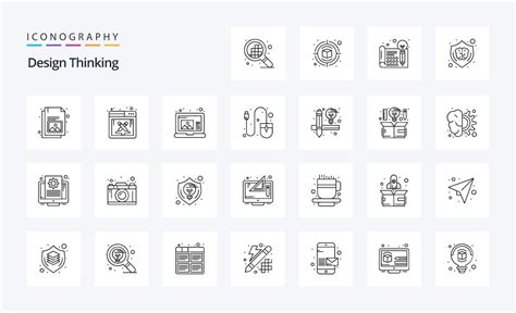 Free Vector 25 Design Thinking Line Icon Pack Vector Icons Illustration