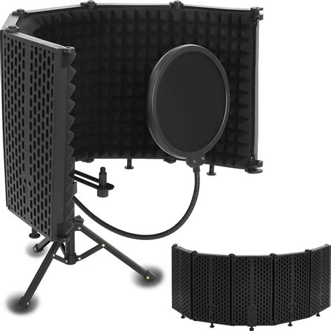 Microphone Isolation Shield With Pop Filter 5 Fold Foldable Mic Isolation Shield