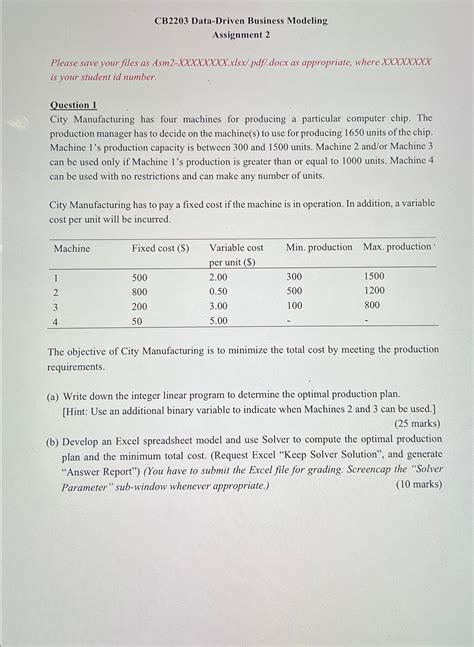 Solved CB2203 Data Driven Business ModelingAssignment Chegg