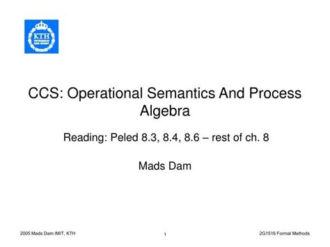 Ppt Ccs Operational Semantics And Process Algebra Powerpoint Presentation Id5701841
