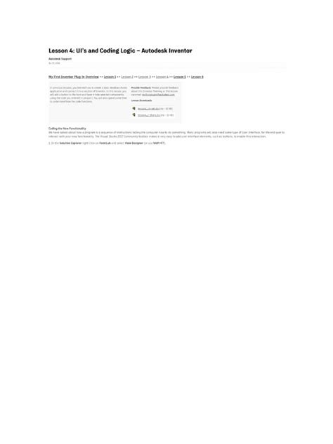Lesson 4 Uis And Coding Logic Autodesk Inventor Pdf