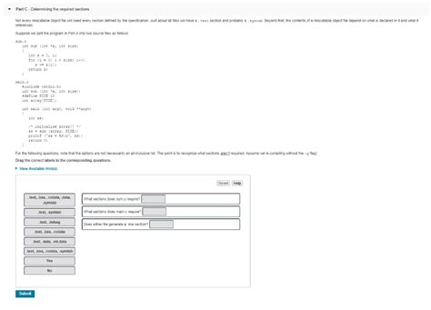 part a identifying the sections in an elf file this