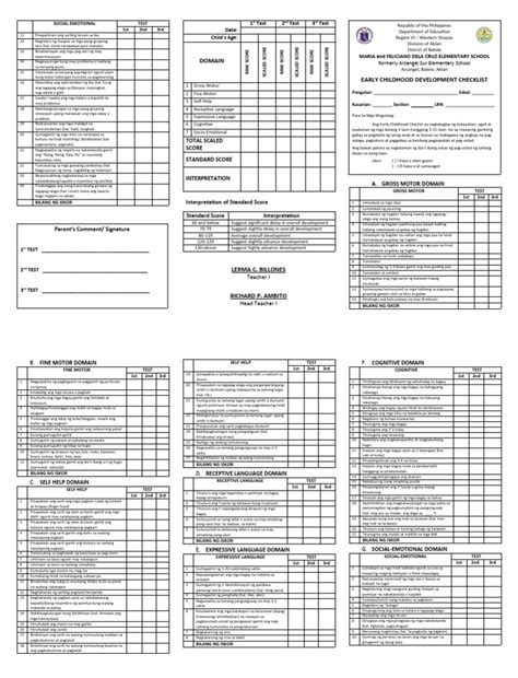Eccd Checklist Booklet Format Pdf