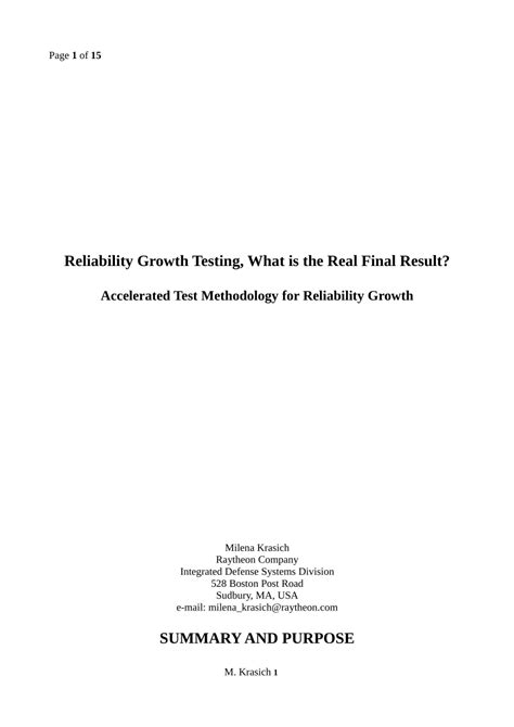 Pdf Reliability Growth Testing What Is The Real Final Result Accelerated Test Methodology
