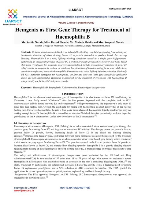Pdf Hemgenix As First Gene Therapy For Treatment Of Haemophilia B